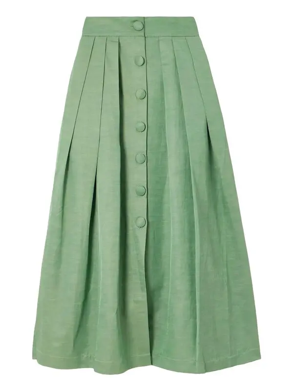 DESTREE Irving Pleated Twill Maxi Skirt - Green