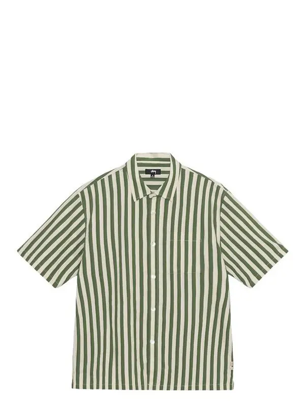 StÜssy Boxy Flat Striped Hem Shirt - Green