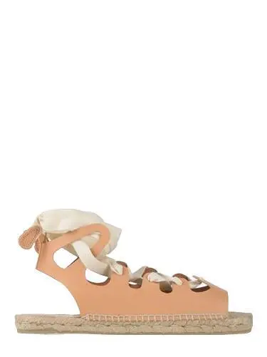 CastaÑer Leather Espadrille Sandals With Tie Fastening - Blush