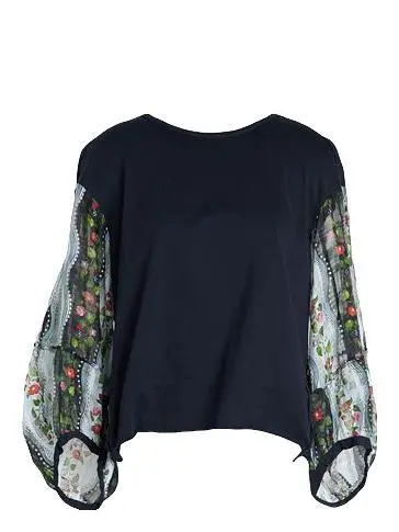 High Floral-print Top - Blue