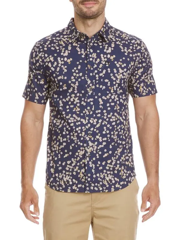 Quiksilver Cosmic Fields Classic Short Sleeve Button-up Shirt - Navy