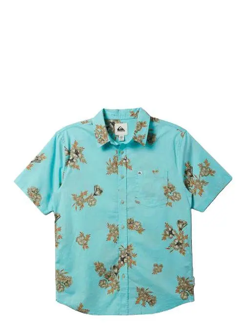 Quiksilver Habitats Classic Short Sleeve Button-up Shirt - Island Waters