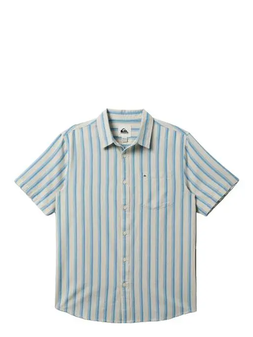 Quiksilver Oxford Stripe Classic Short Sleeve Button-up Shirt - Niagara