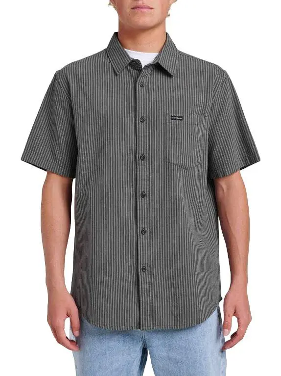 Quiksilver Oxford Stripe Classic Short Sleeve Button-up Shirt - Phantom