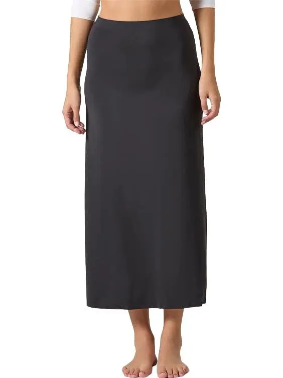 MEMOI Bonded Maxi Slip Skirt - Black