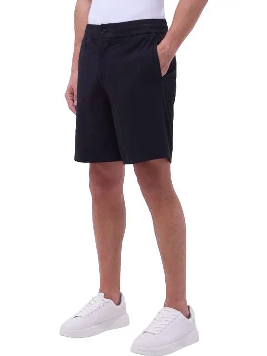 Bugatchi Seersucker Elastic Waist Shorts - Black