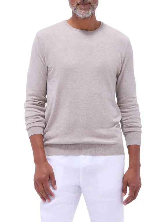 Bugatchi Cotton & Cashmere Crewneck Sweater - Stone