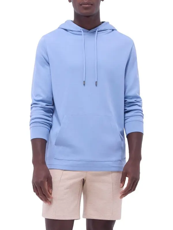 Bugatchi Cotton & Modal Blend Pullover Hoodie - Air Blue