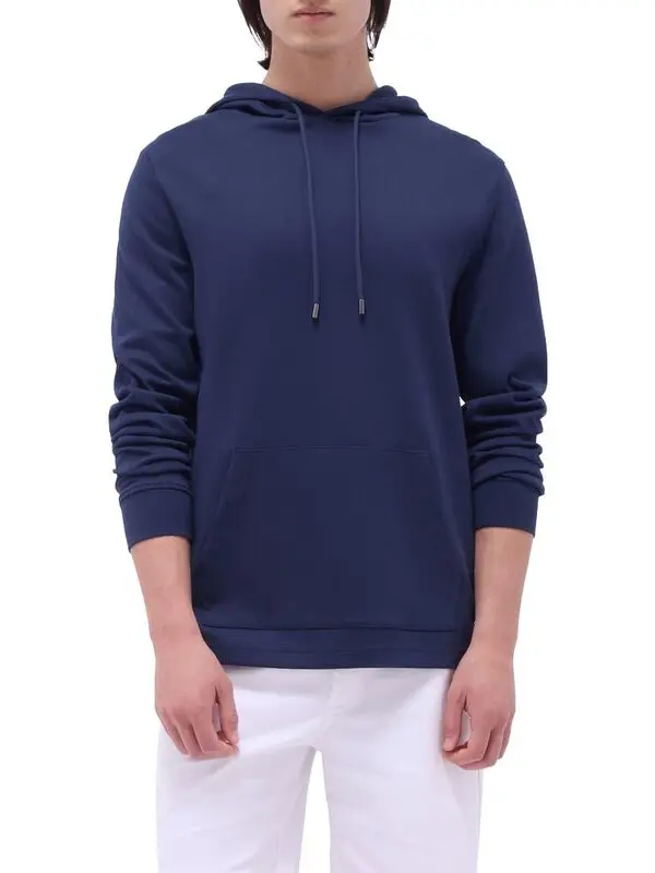 Bugatchi Cotton & Modal Blend Pullover Hoodie - Navy