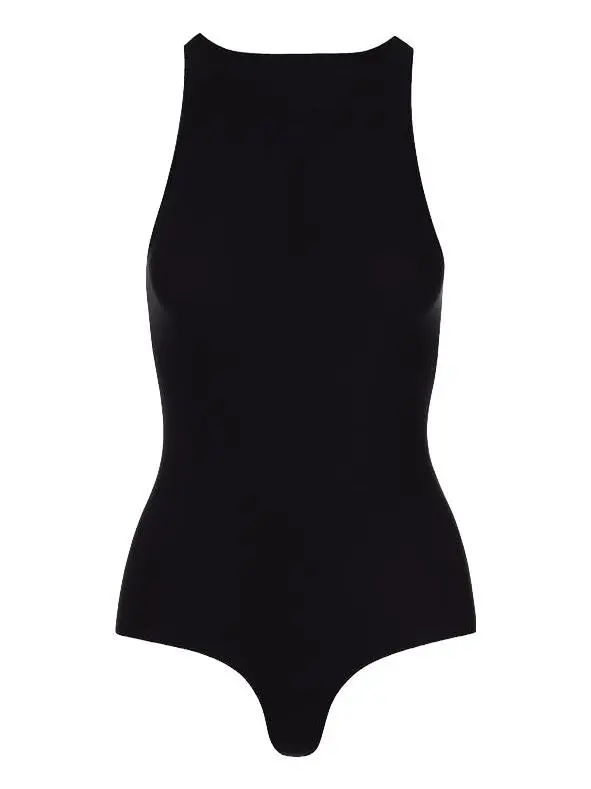 Commando Butter Crewneck Tank Thong Bodysuit - Black
