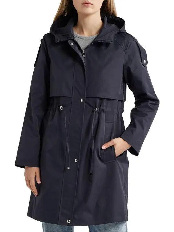 Sam Edelman Hooded Longline Jacket - Navy