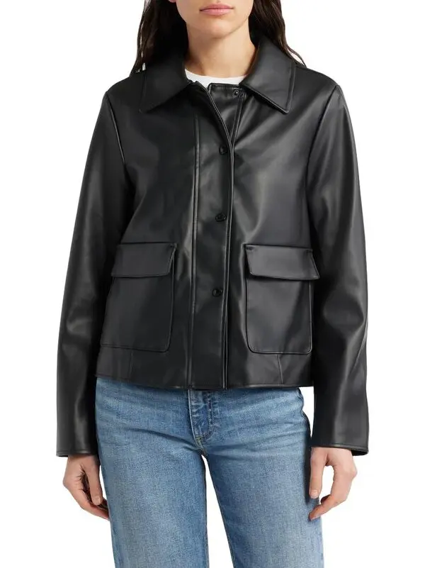 Sam Edelman Faux Leather Swing Jacket - Black