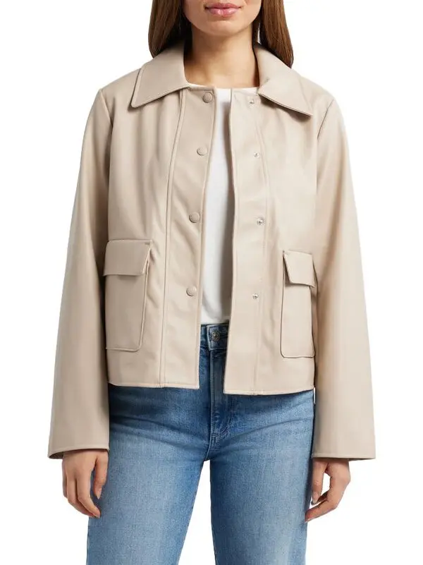 Sam Edelman Faux Leather Swing Jacket - Oatmeal