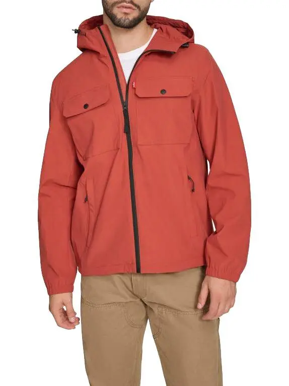 LEVI'S Hooded Rain Jacket - Barn Red