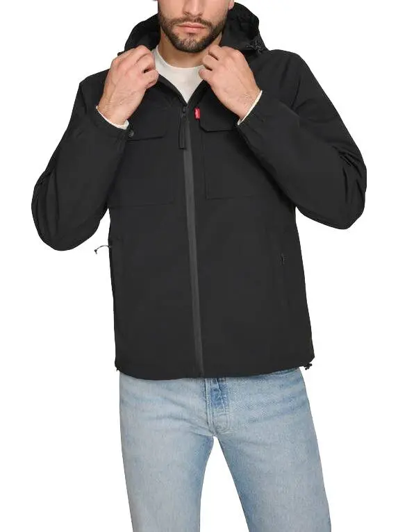 LEVI'S Hooded Rain Jacket - Black