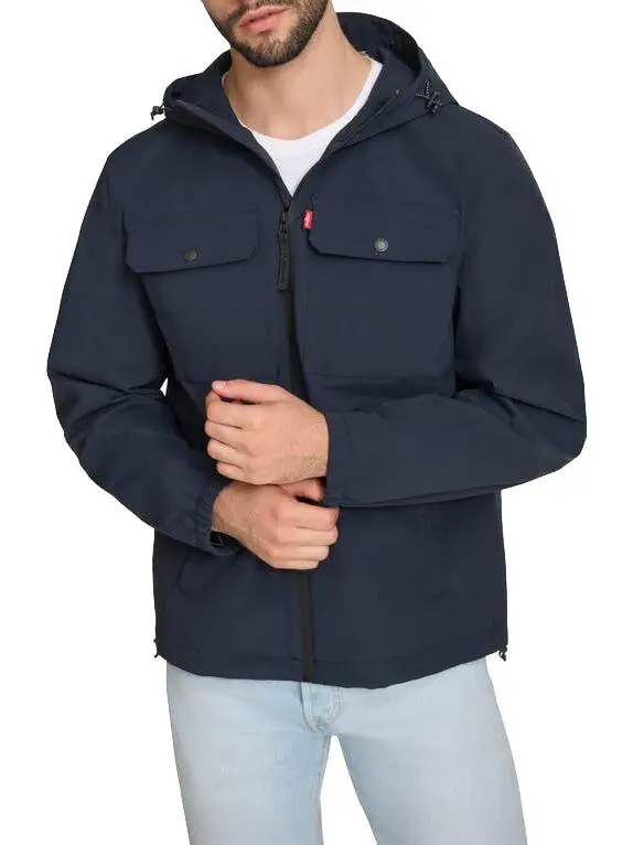 LEVI'S Hooded Rain Jacket - Navy