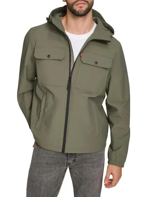 LEVI'S Hooded Rain Jacket - Sage Green
