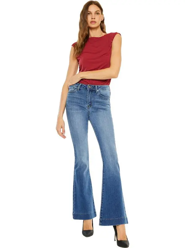 KANCAN High Rise Flare Jeans - Medium Wash