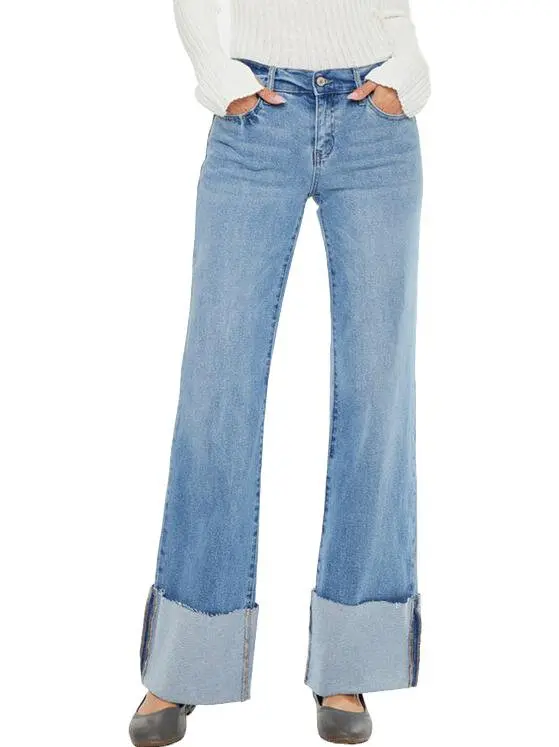 KANCAN Emma Mid-rise Wide Leg Jeans - Medium Wash