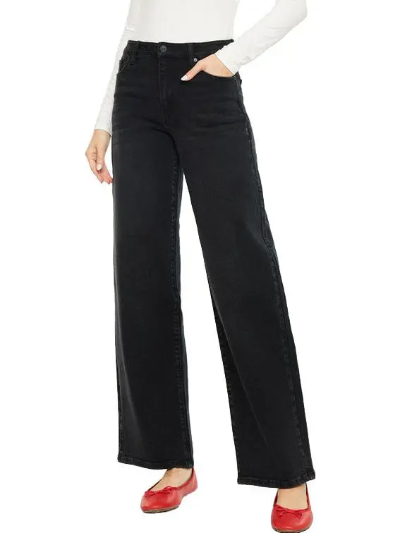 KANCAN High Rise Wide Leg Jeans - Black