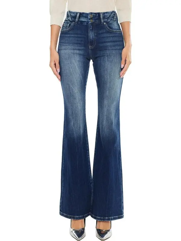 KANCAN Michelle High Rise Flare Jeans - Dark Wash