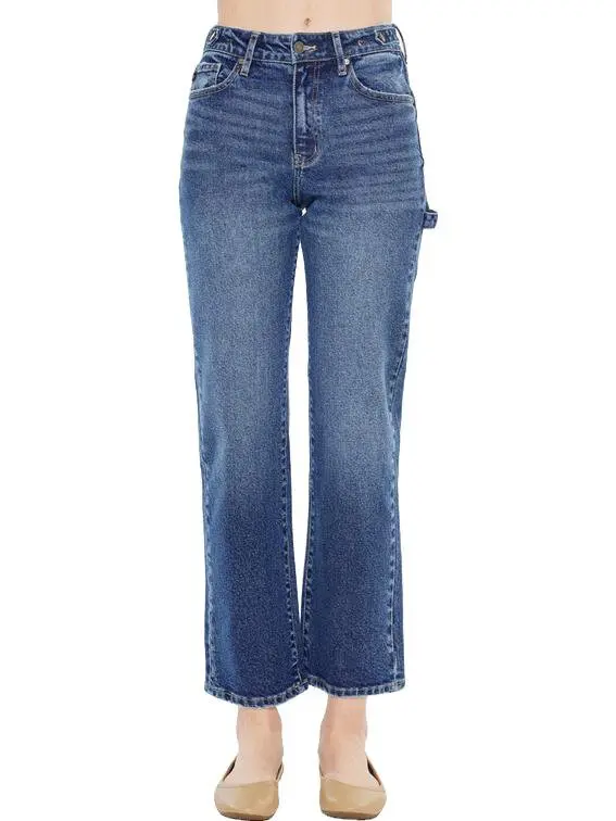 KANCAN Ashley High Rise Straight Leg Jeans - Medium Wash