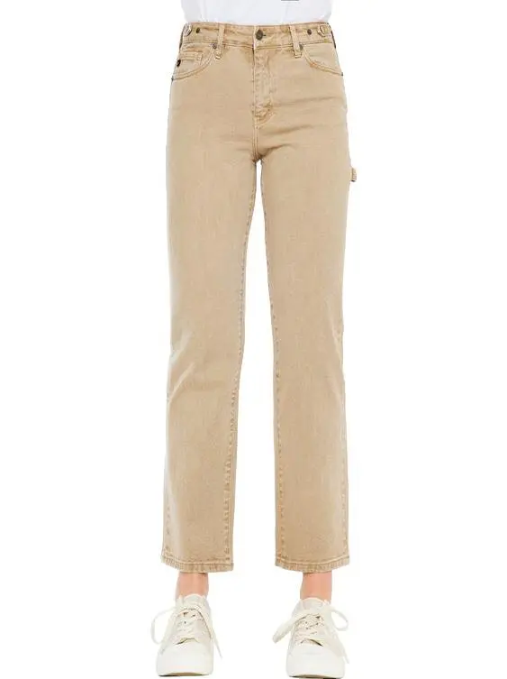 KANCAN Ashley High Rise Straight Leg Jeans - Tan Wash