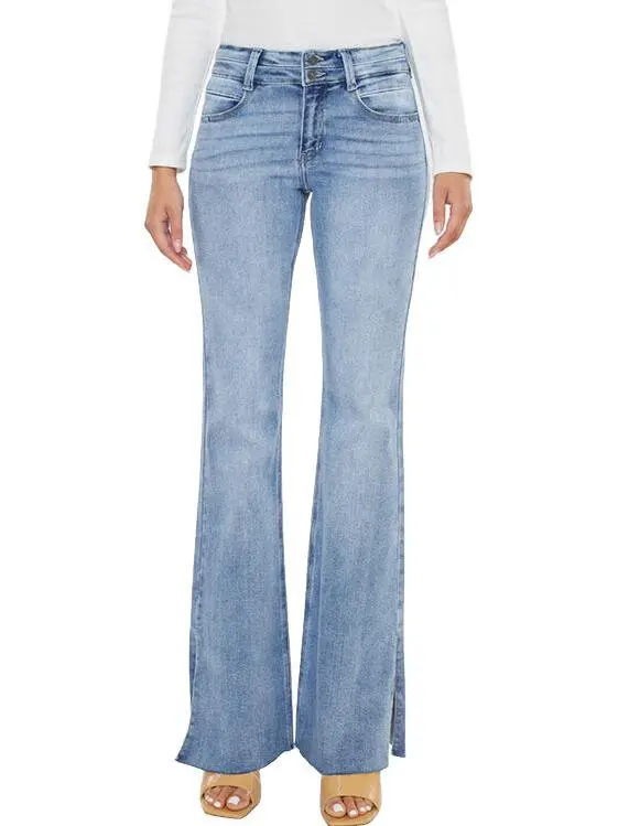 KANCAN Selena Mid Rise Flare Jeans - Medium Wash
