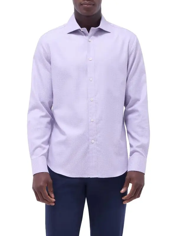 Bugatchi Axel Shaped Fit Jacquard Button-up Shirt - Lilac