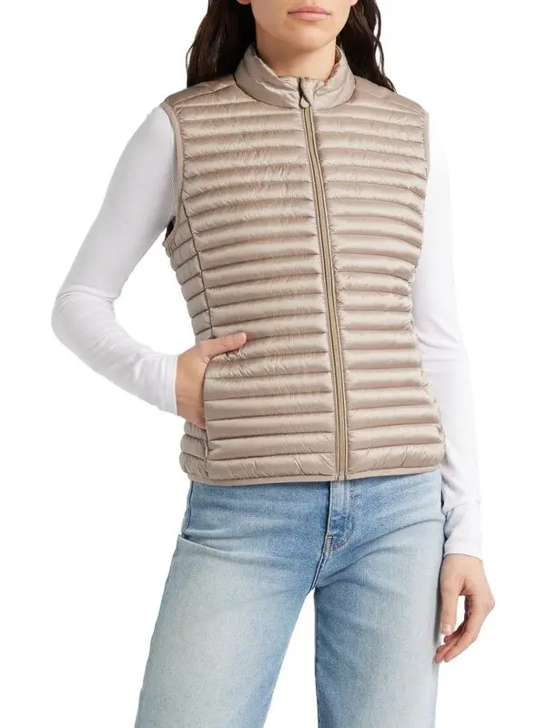 SAVE THE DUCK Arabella Water Repellent Quilted Puffer Vest - Pearl Grey