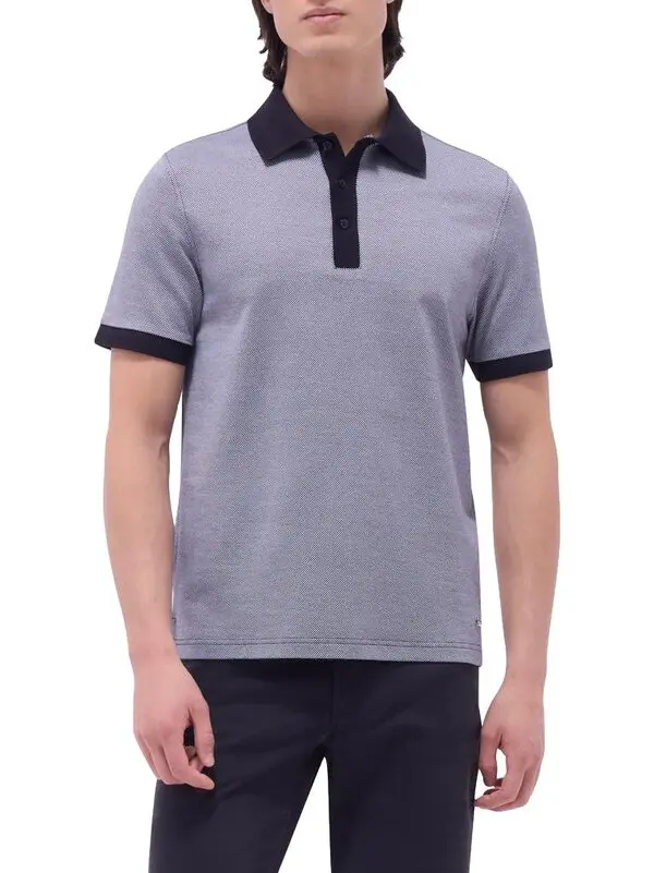 Bugatchi Tipped Cotton Piqué Polo - Black