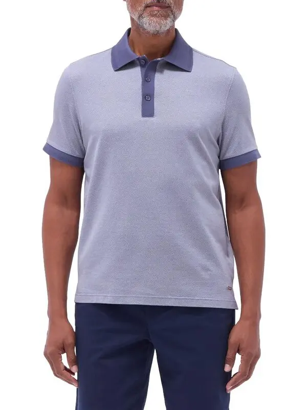 Bugatchi Tipped Cotton Piqué Polo - Graphite