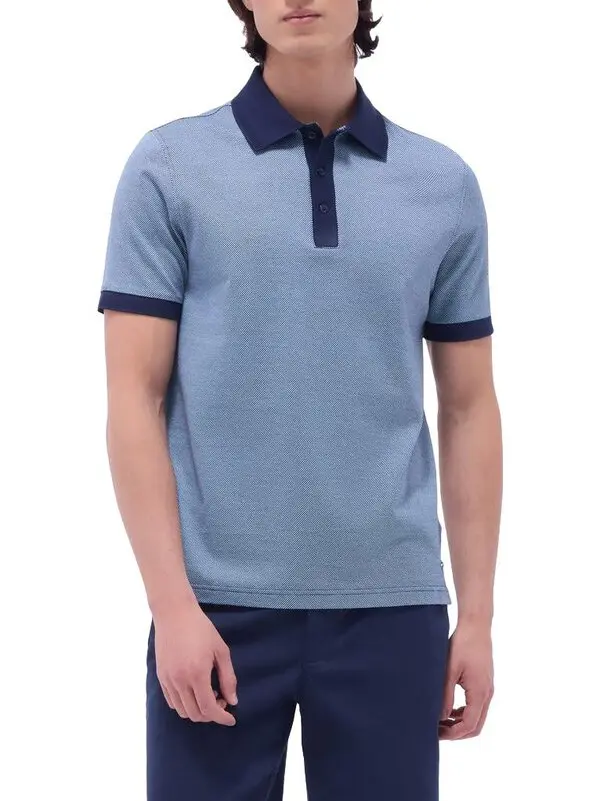 Bugatchi Tipped Cotton Piqué Polo - Navy