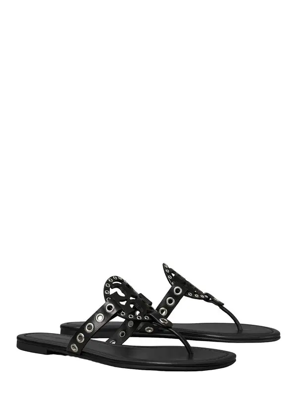 Tory Burch Miller Eyelet Flip Flop - Black / Silver