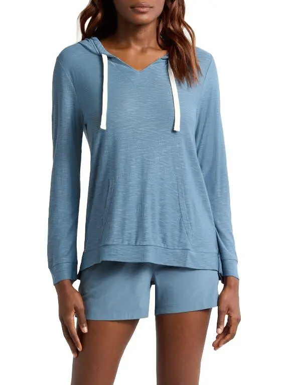 FREE FLY Oversized Slub Knit Hoodie - Pacific Blue