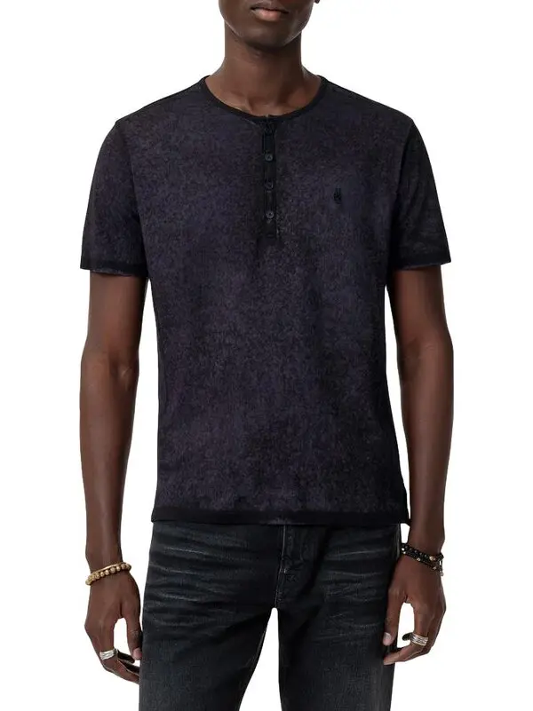 John Varvatos Arelis Short Sleeve Henley - Blue Smoke