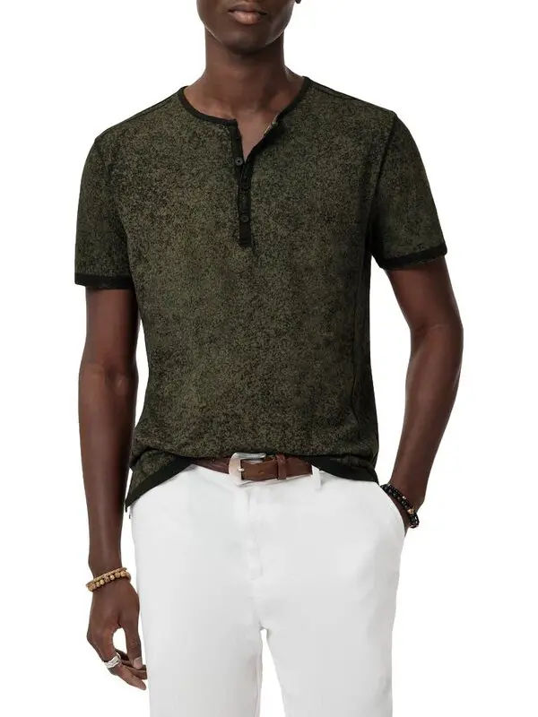 John Varvatos Arelis Short Sleeve Henley - Moss Green