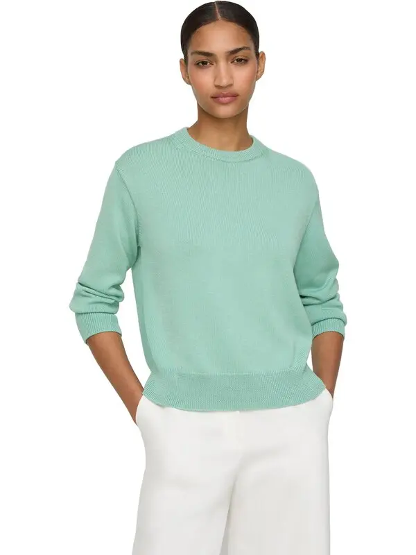 Lafayette 148 New York Cotton-silk Crewneck Sweater - Aurora Green
