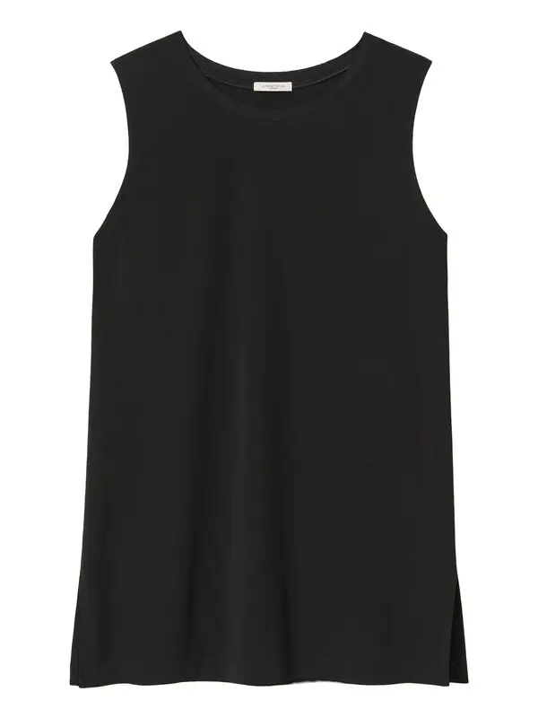 Lafayette 148 New York Matte Jersey Side Slit Tunic - Black