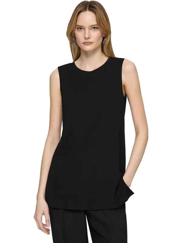 Lafayette 148 New York Matte Jersey Side Slit Tunic - Black