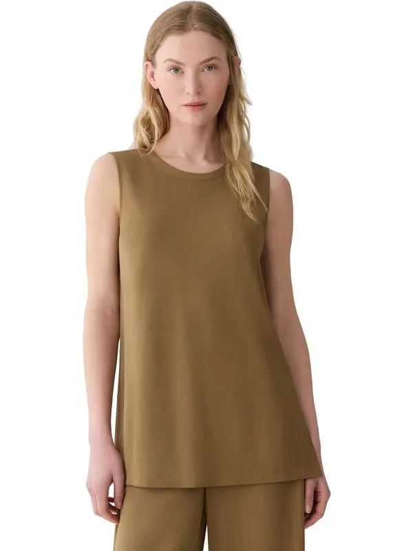 Lafayette 148 New York Matte Jersey Side Slit Tunic - Shiitake