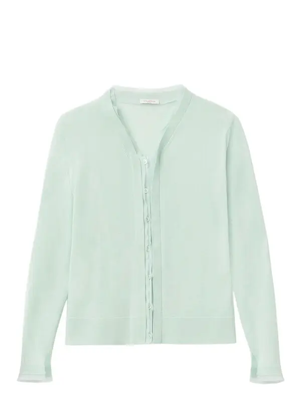 Lafayette 148 New York Cashmere & Silk Chiffon Trim Cardigan - Aquamarine