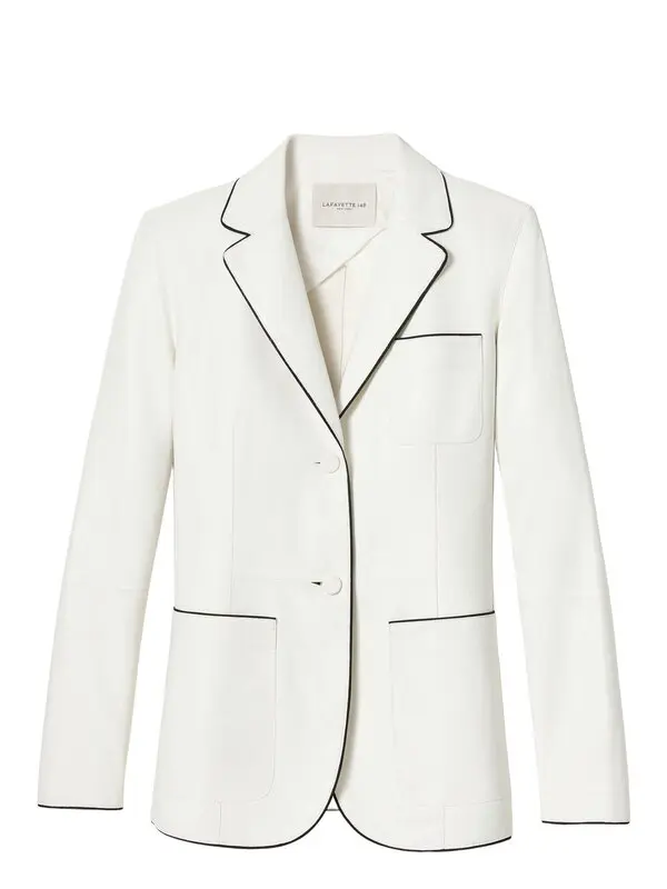 Lafayette 148 New York Lambskin Leather Three-pocket Blazer - White