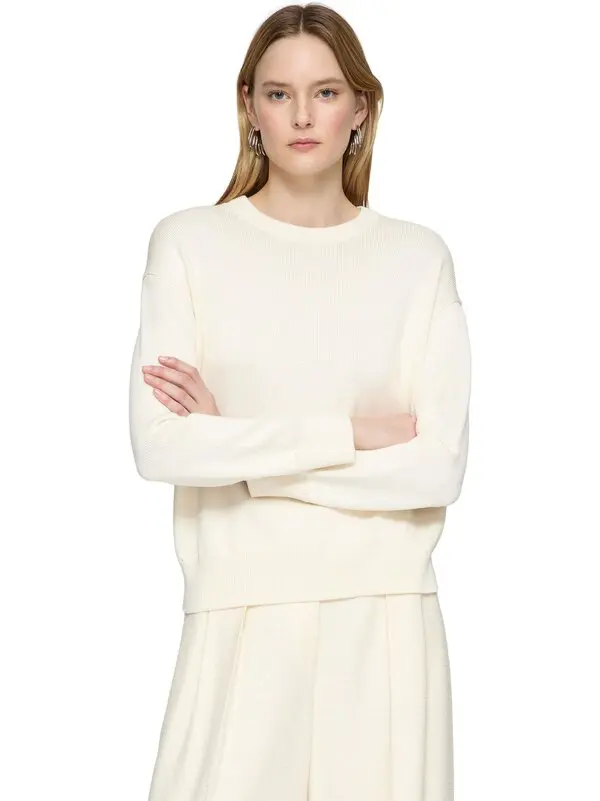 Lafayette 148 New York Petite Cotton-silk Crewneck Sweater - Cloud
