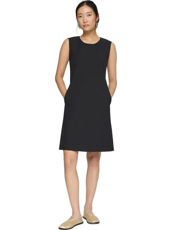 Lafayette 148 New York Techno Stretch Twill Sleeveless Shift Mini Dress - Black