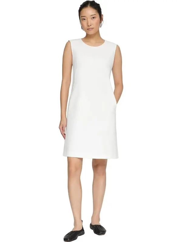 Lafayette 148 New York Techno Stretch Twill Sleeveless Shift Mini Dress - Sea Salt