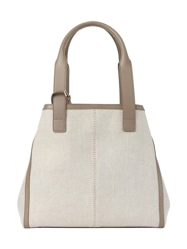 Lafayette 148 New York Linen-hemp Canvas L Tote Small - Taupe Multi
