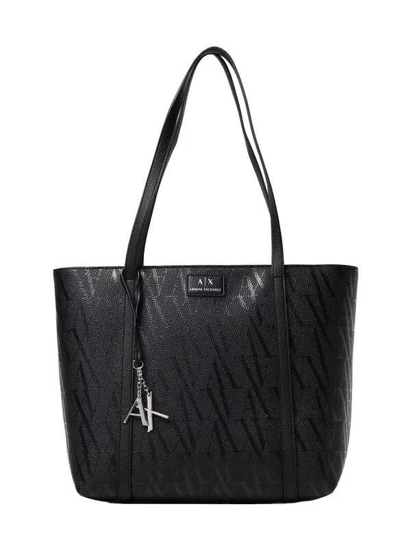 Armani Exchange Monogram Shopper Tote - Black