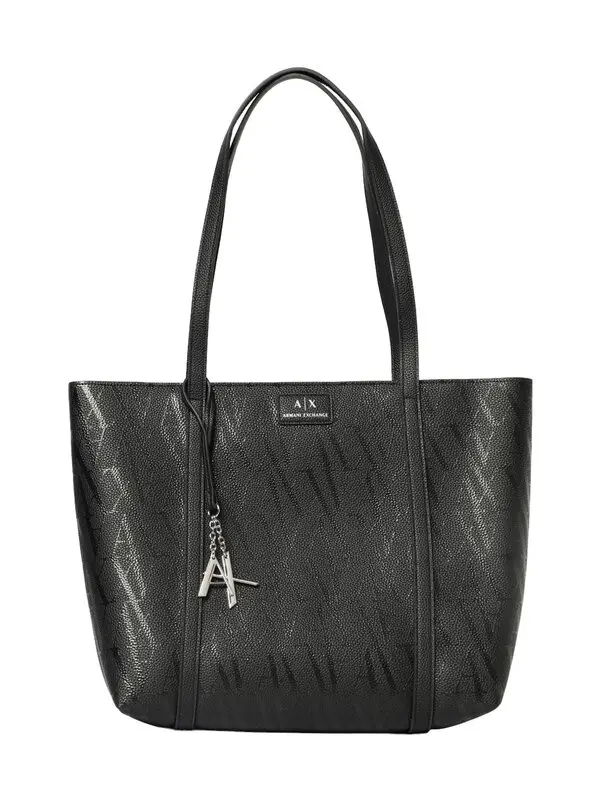 Armani Exchange Monogram Shopper Tote - Black