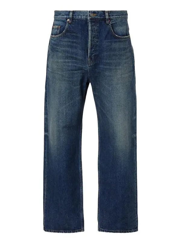 Saint Laurent Faded High-rise Straight Jeans - Blue